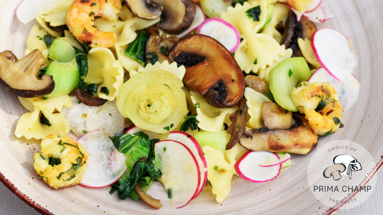 Exotic pasta salad with mushrooms - Prima Champ